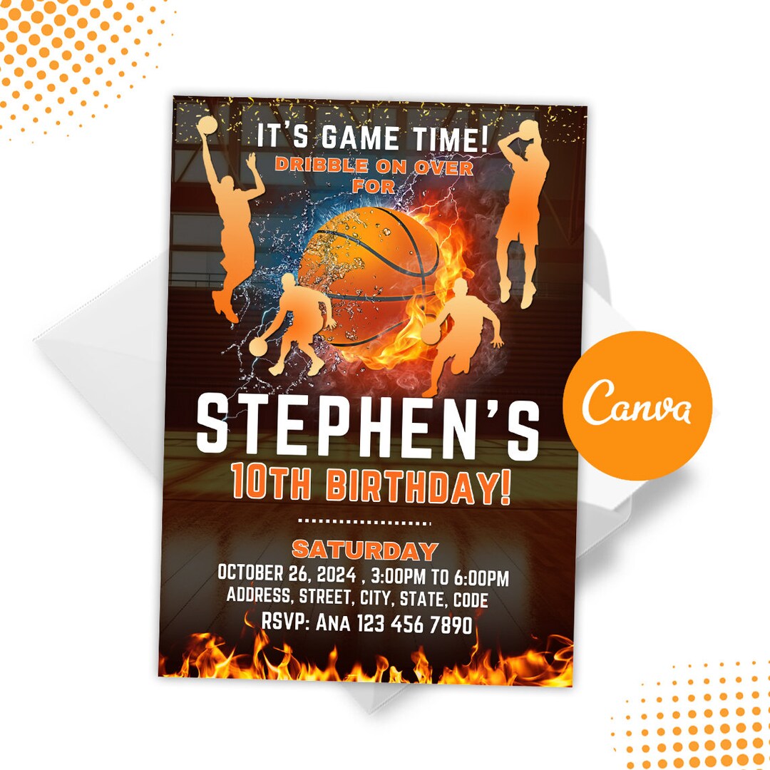 Basketball Invitation, Basketball Party, Basketball Birthday ...