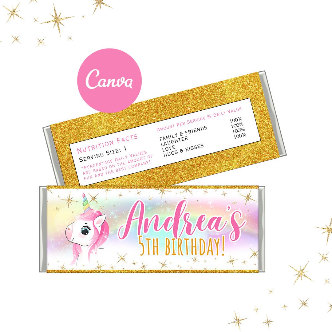 Unicorn Hershey Bar, Unicorn Candy Bar, Unicorn Party, Unicorn Birthday ...