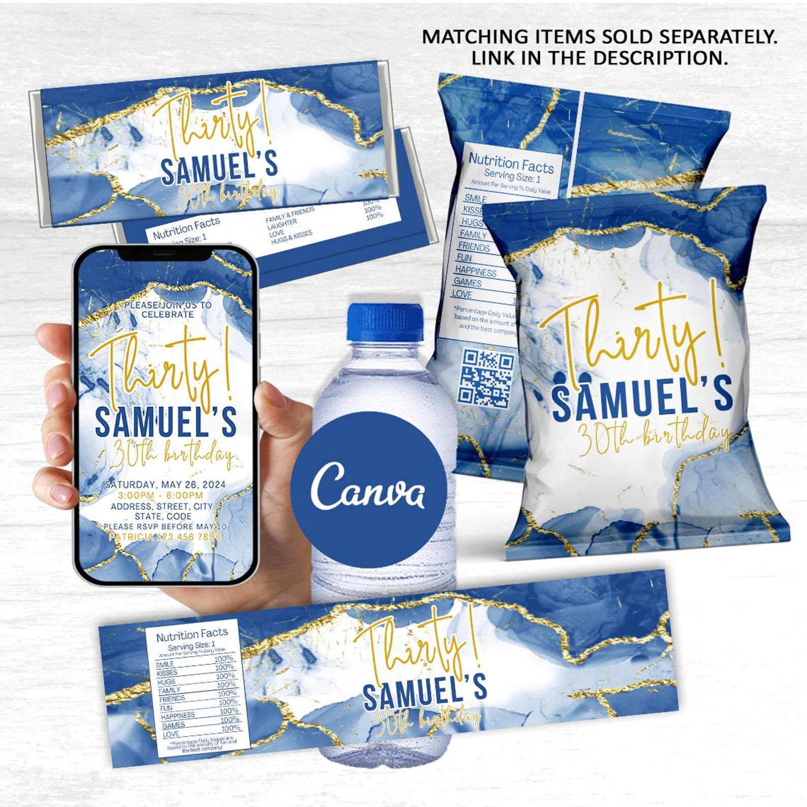 Blue and Gold Marble Hershey Bar, Blue Marble Candy Bar, Blue and Gold ...