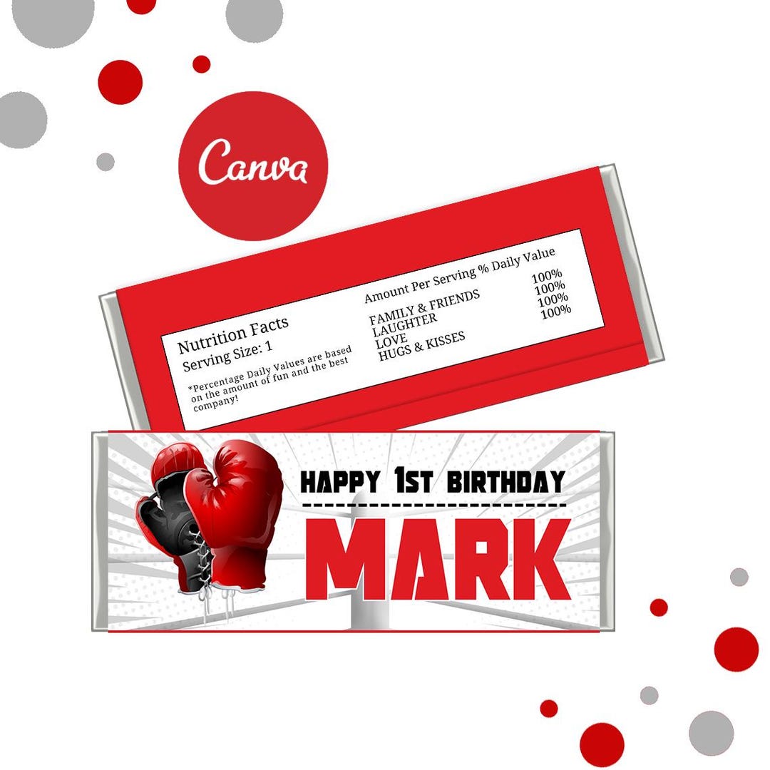 Red Boxing Hershey Bar, Boxing Candy Bar, Little Champ Party, Boxing ...