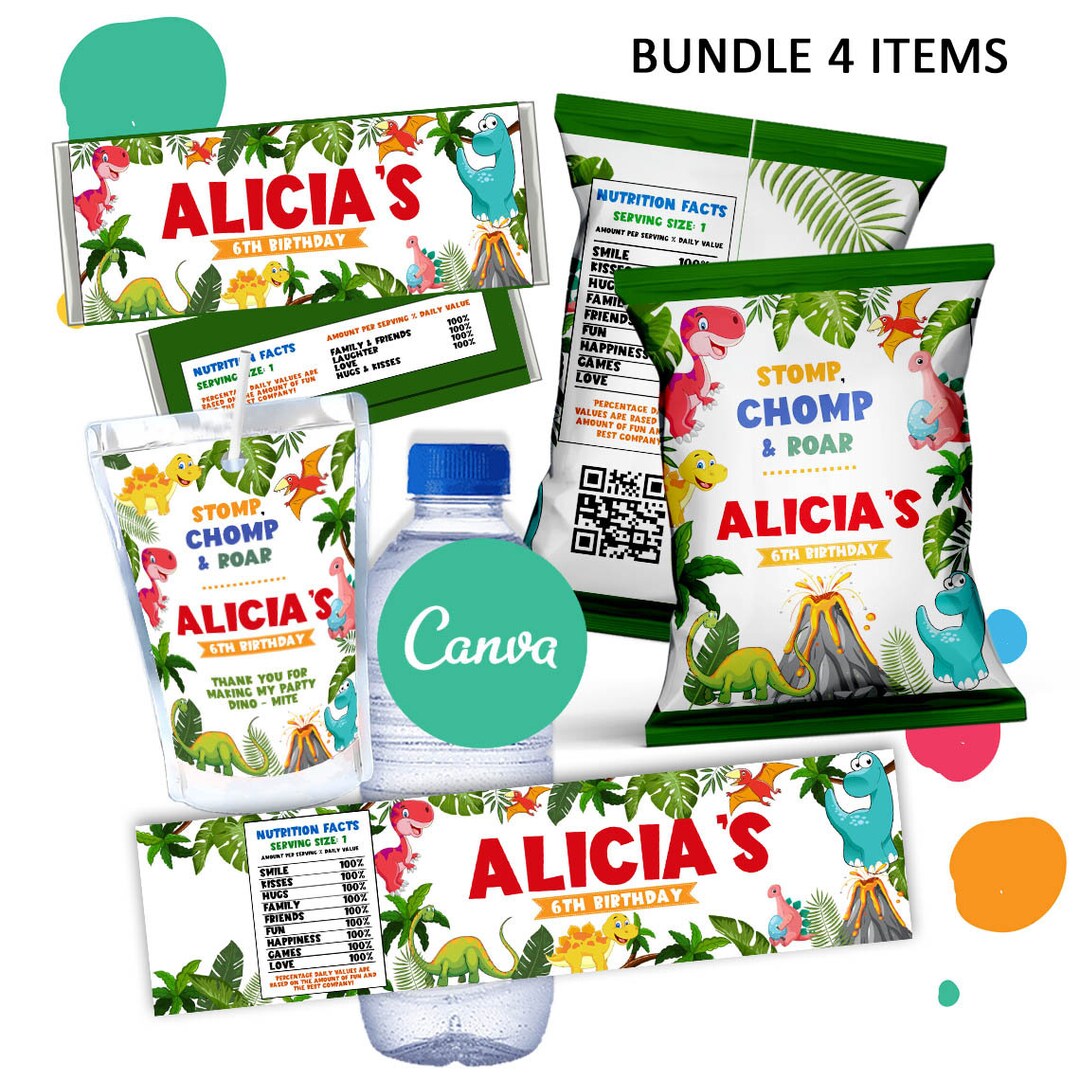 Dinosaur Birthday Bundle, Dinosaur Bundle Templates, Printable Editable ...