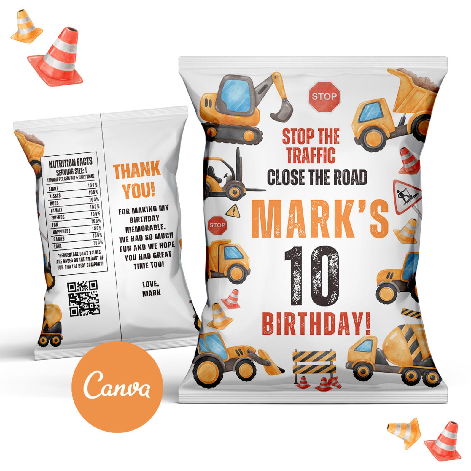 Construction Chip Bag, Construction Party, Construction Birthday ...