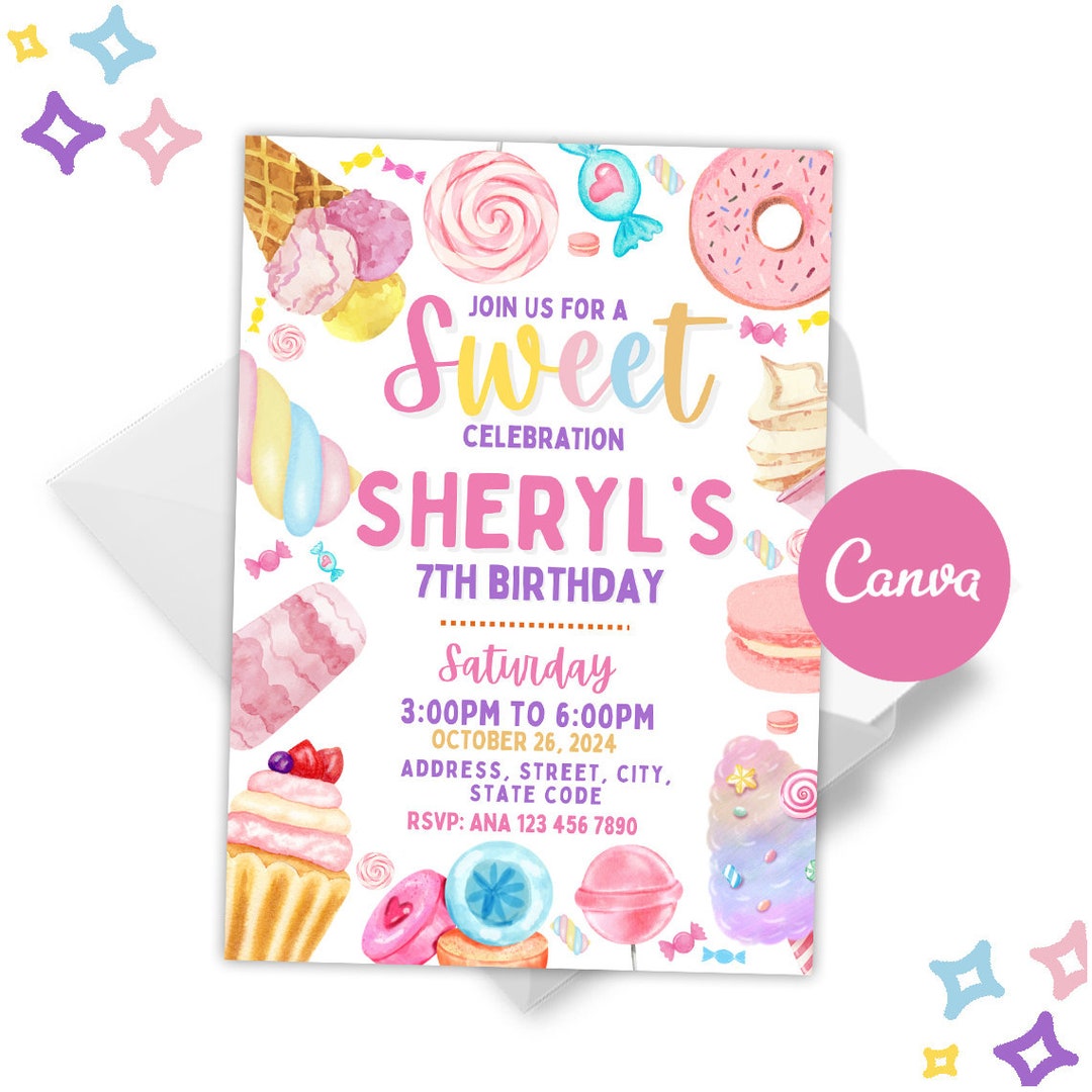 Sweets Candy Invitation, Sweets Candy Party, Sweets Candy Birthday ...