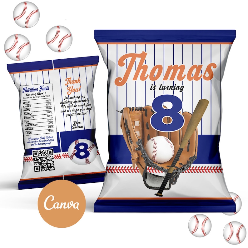 Baseball Chip Bag, Baseball Party, Baseball Birthday, Baseball Chips ...