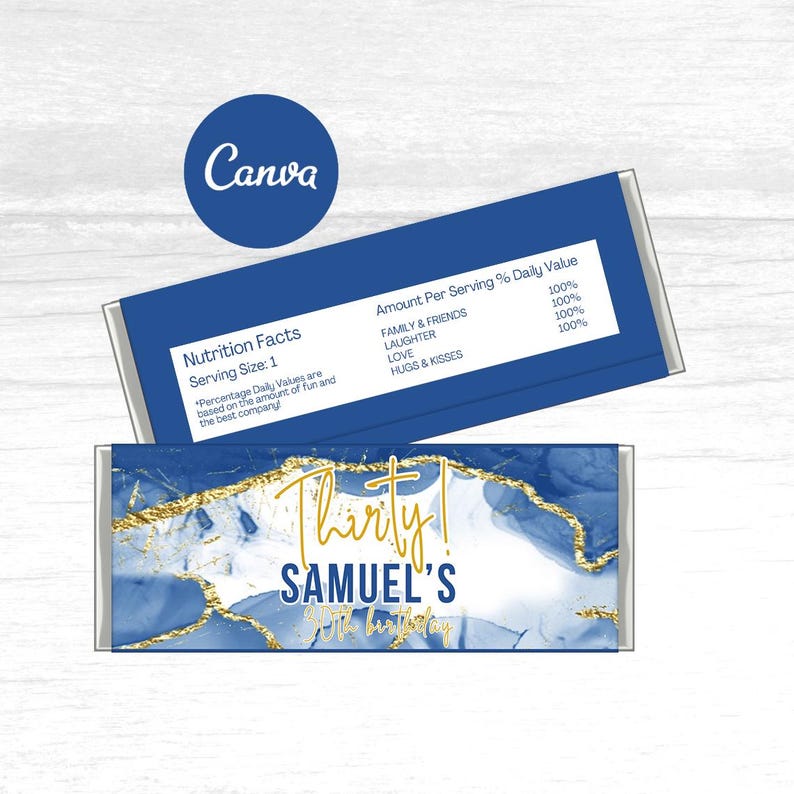 Blue and Gold Marble Hershey Bar, Blue Marble Candy Bar, Blue and Gold ...