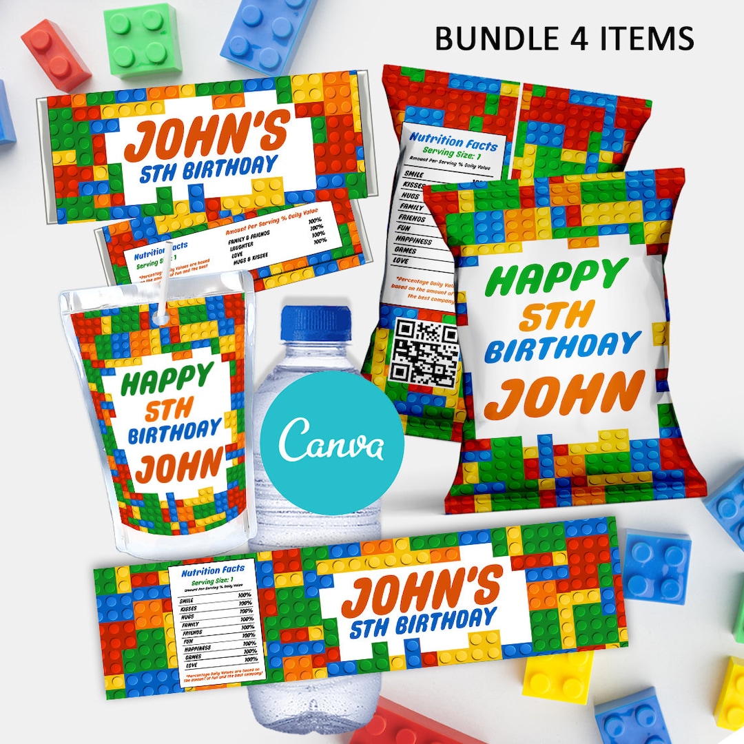 Building Blocks Birthday Bundle, Building Blocks Bundle Templates ...