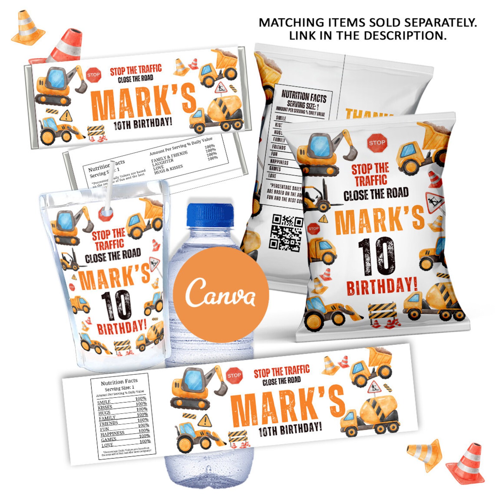 Construction Water Bottle, Construction Birthday, Construction Party ...