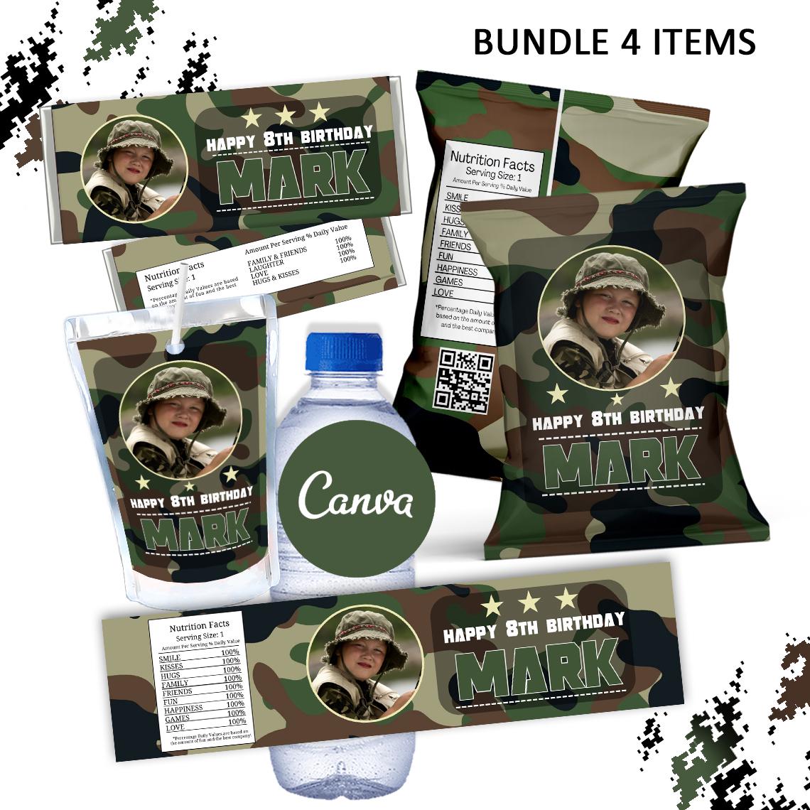 Army Birthday Bundle, Camouflage Bundle, Military Party, Camouflage ...
