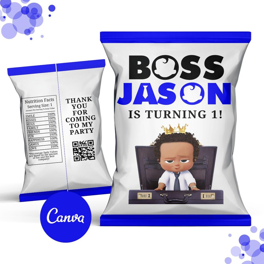 Royal Blue Boy Baby Boss Chip Bag, Baby Boss Party, Boy Baby Boss ...