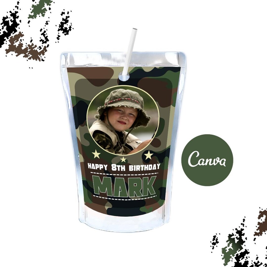 Army Caprisun, Army Candy Bar, Military Party, Camouflage Birthday ...