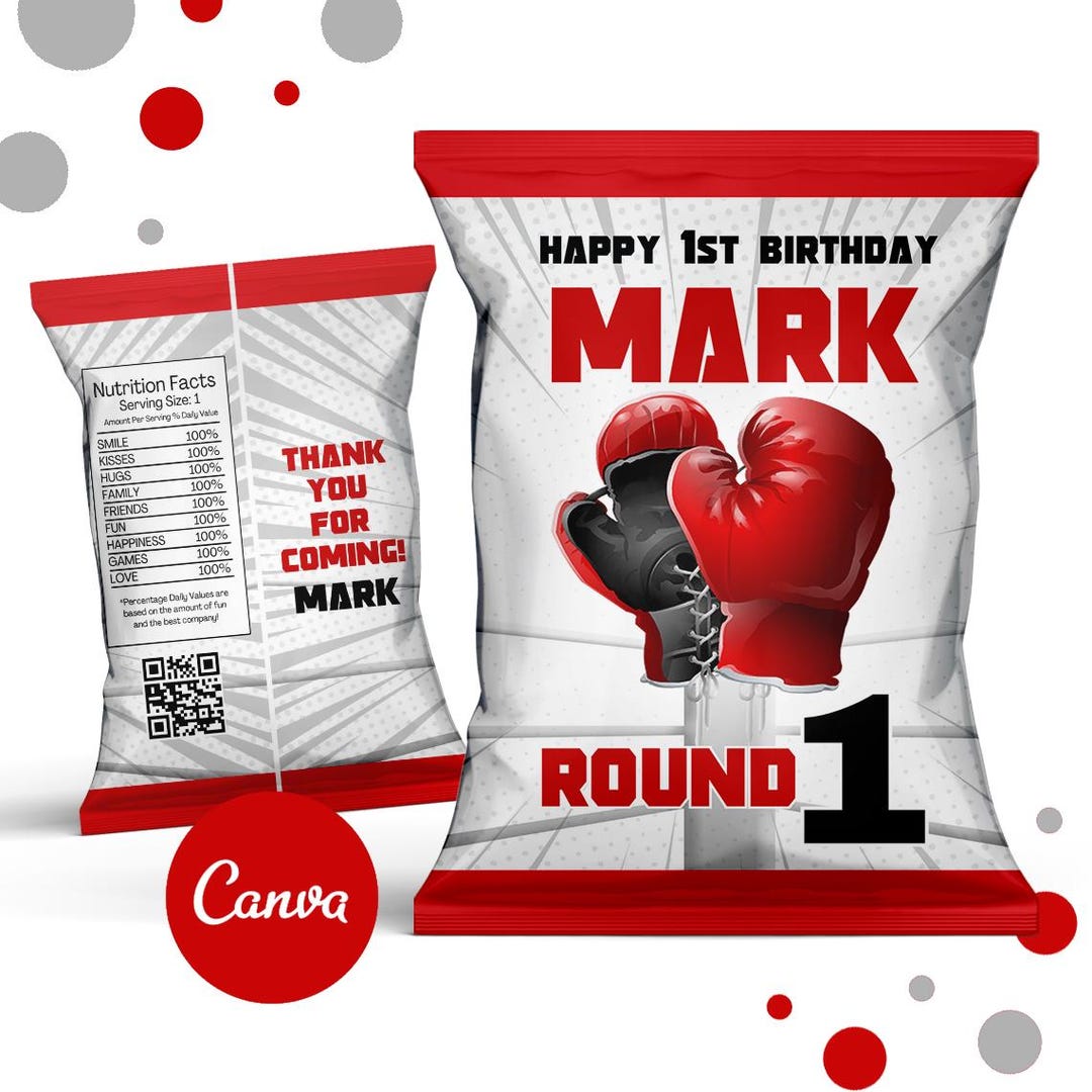 Red Boxing Chip Bag, Boxing Party, Little Champ Birthday, Boxing Ring ...