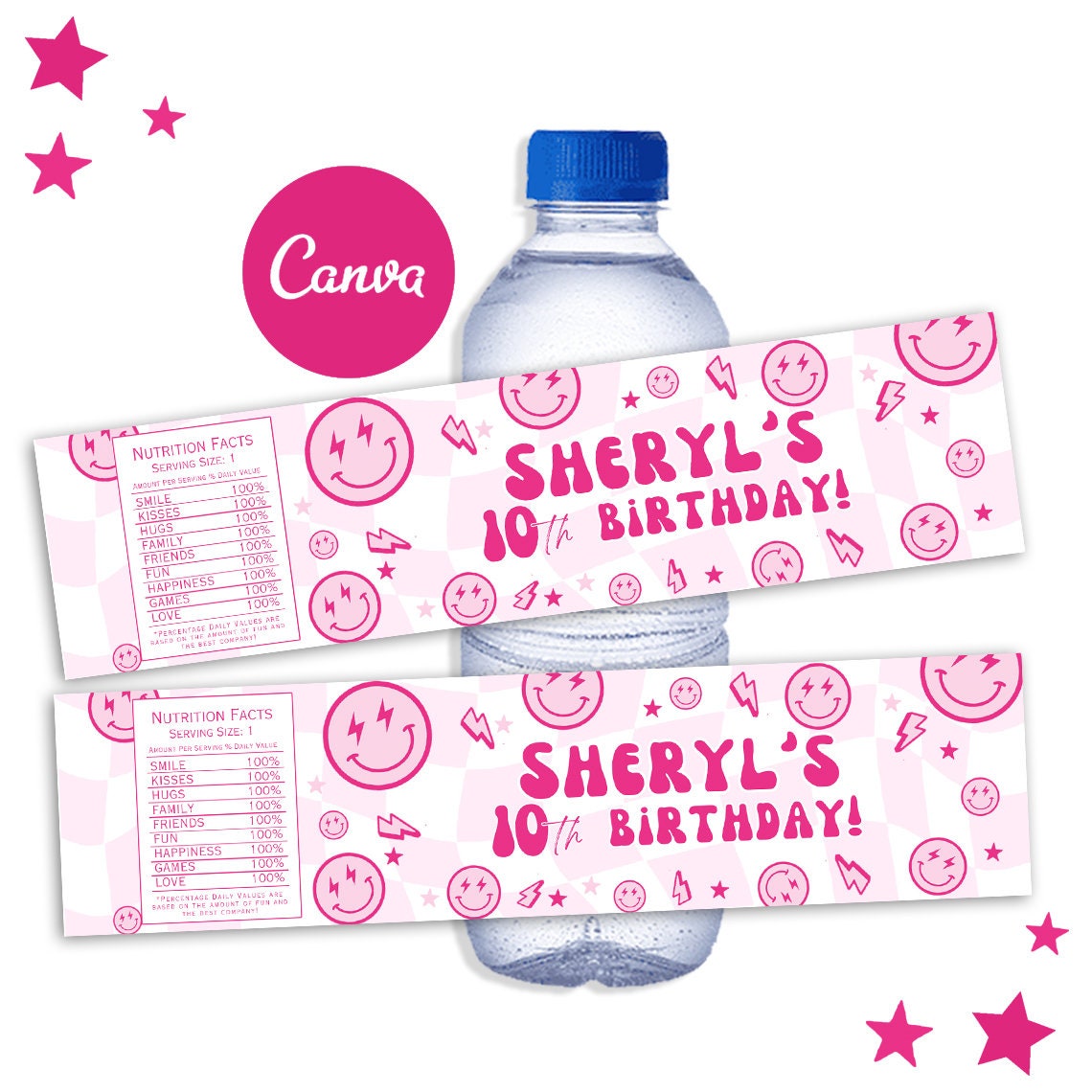 Preppy Water Bottle, Preppy Birthday, Preppy Party, Preppy Template ...