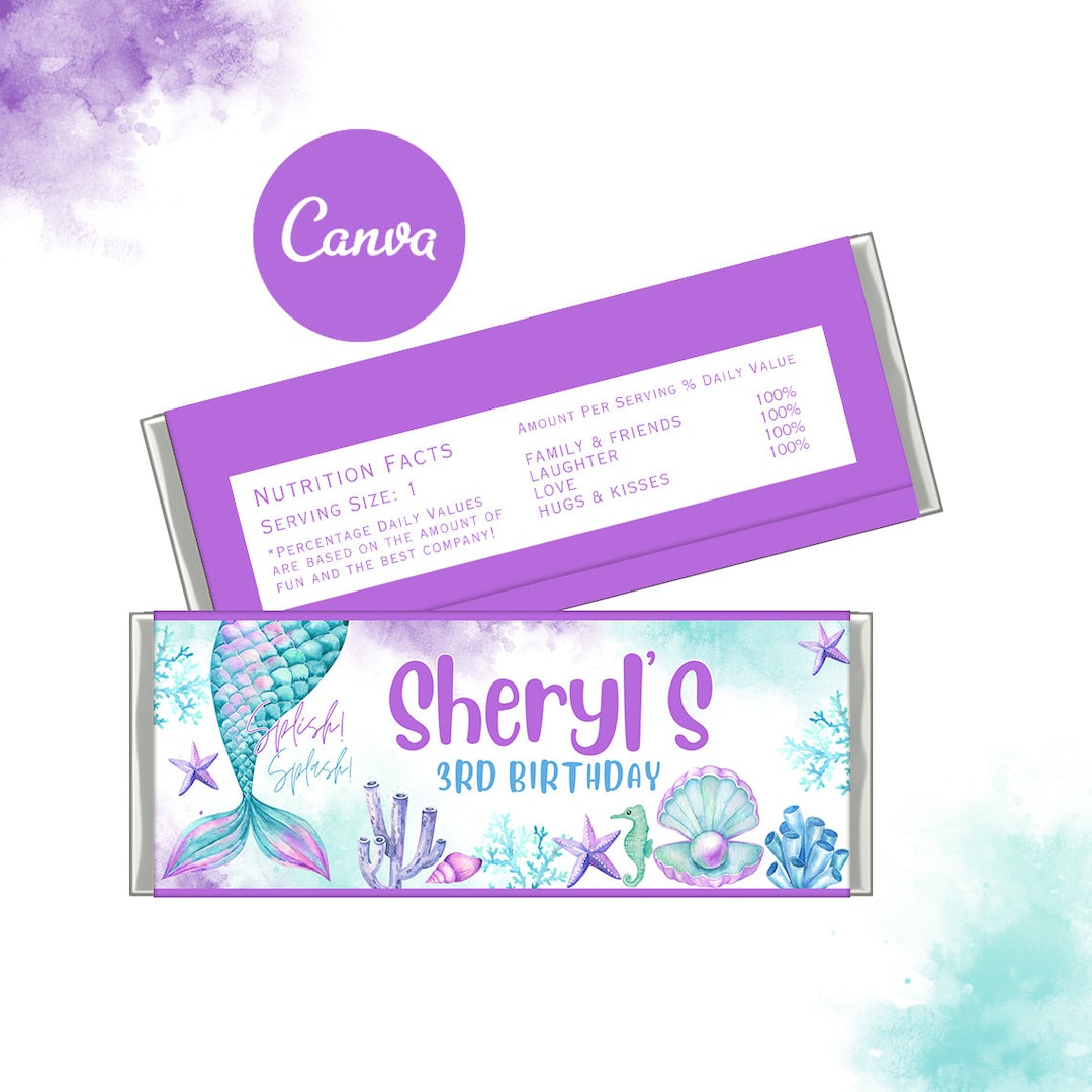 Mermaid Hershey Bar, Mermaid Candy Bar, Mermaid Party, Mermaid Birthday ...