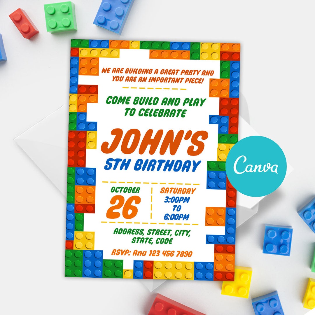 Building Blocks Invitation, Building Blocks Birthday Invite, Printable ...