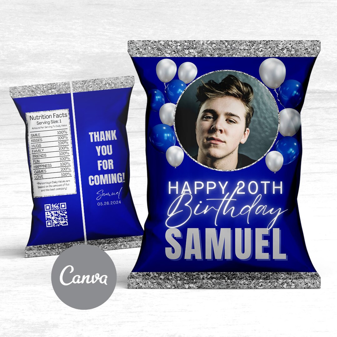 Blue and Silver Chip Bag, Blue and Silver Party, Blue and Silver ...