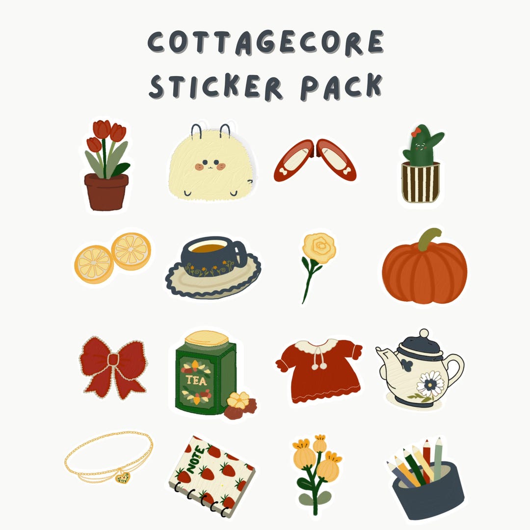 Cottagecore Sticker Pack, Cozy Journaling Pngs, Digital Planner Art ...