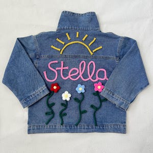 Personalized Kids Name Jean Jacket, Custom Girls Toddler Name Letter ...
