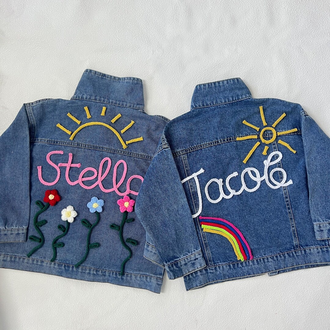 Personalized Kids Name Jean Jacket, Custom Girls Toddler Name Letter ...