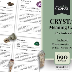 690 Editable and Printable Crystal Meaning Cards, Gemstone Meaning ...