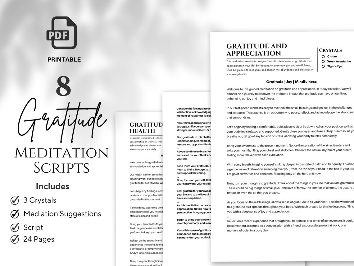 8 Guided Gratitude Meditation Scripts: Embrace Mindfulness & Positivity - Etsy