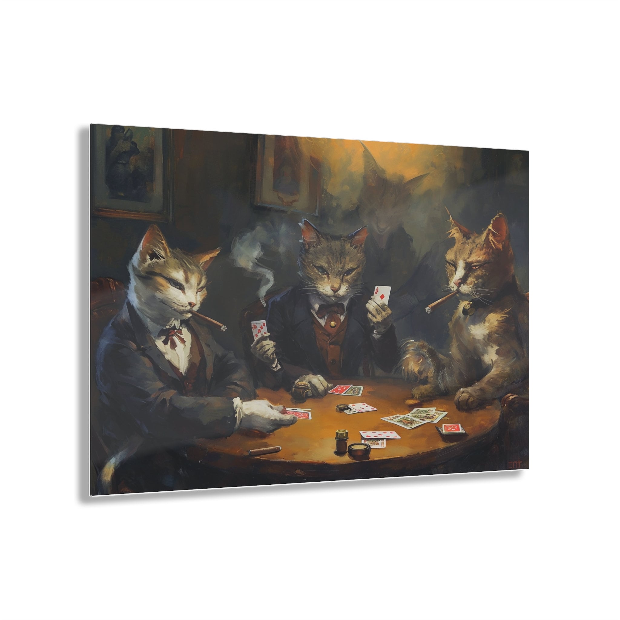 Cats Playing Cards and Smoking Cigars Acrylic Print, Funny Pet Gift ...
