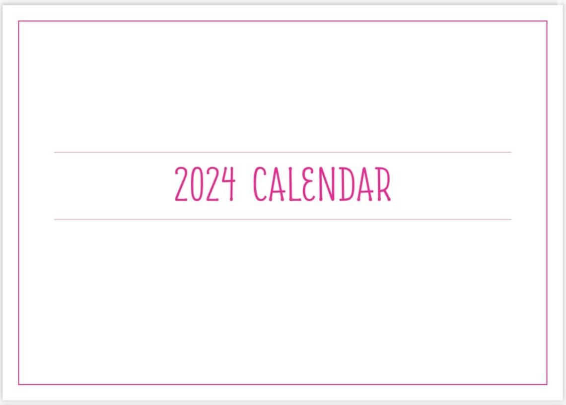 2024 Pink Monthly Calendar PDF Downloadable - Etsy