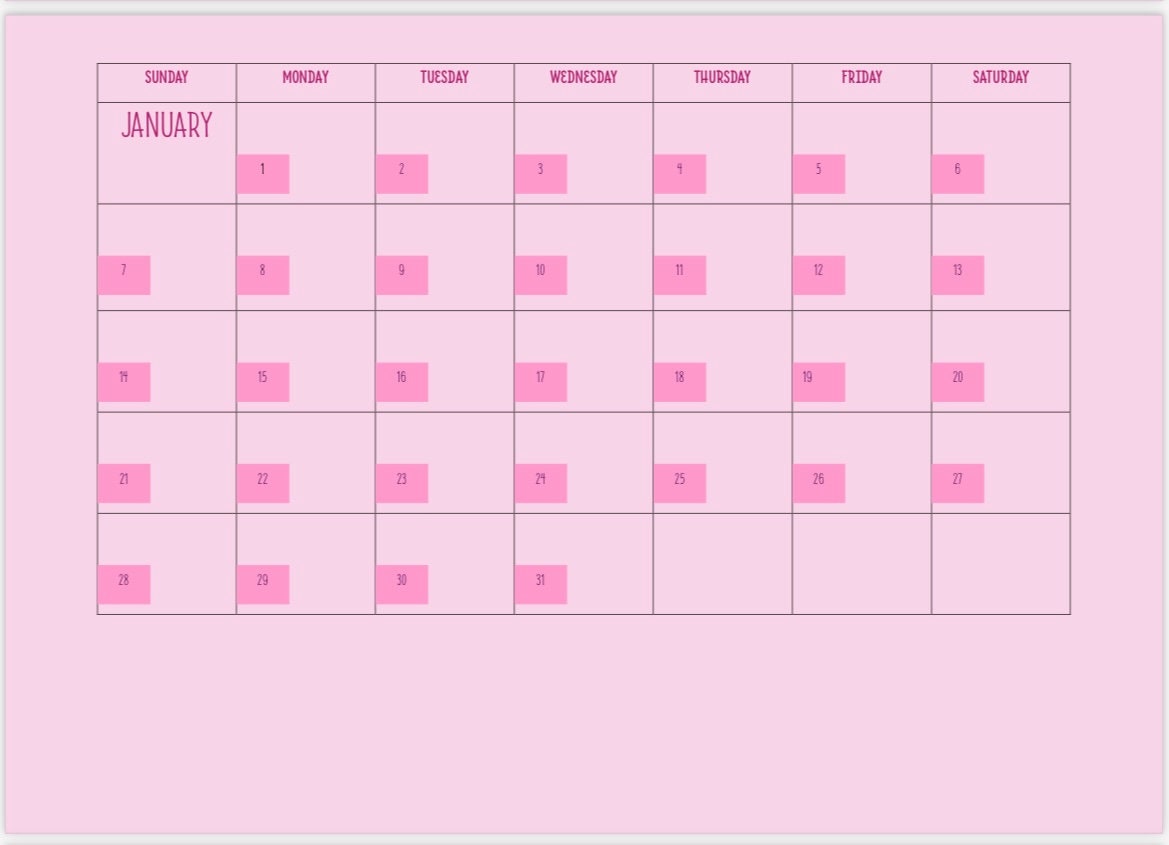 2024 Pink Monthly Calendar pink Background - Etsy