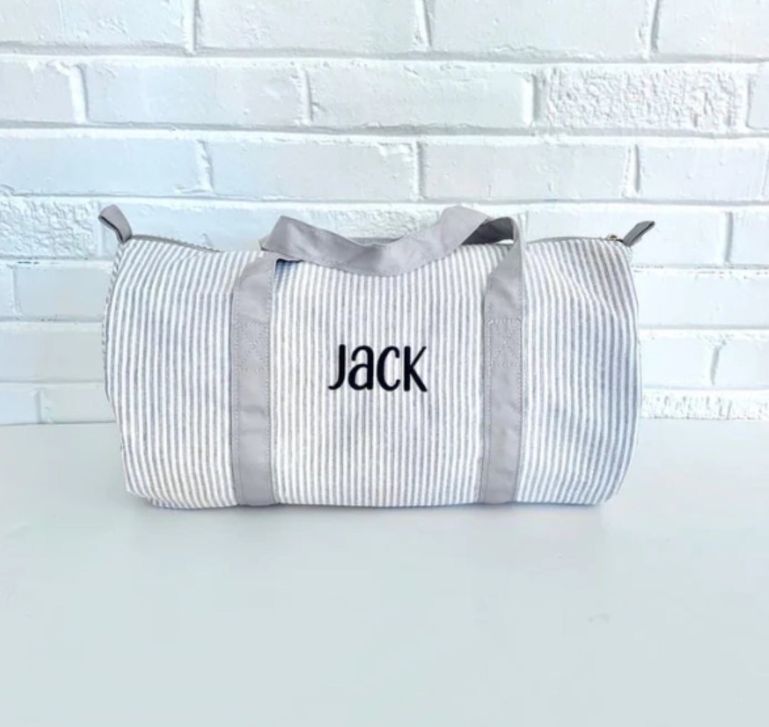 Personalized Baby Duffle Bag | Monogram Seersucker Baby Bag ...
