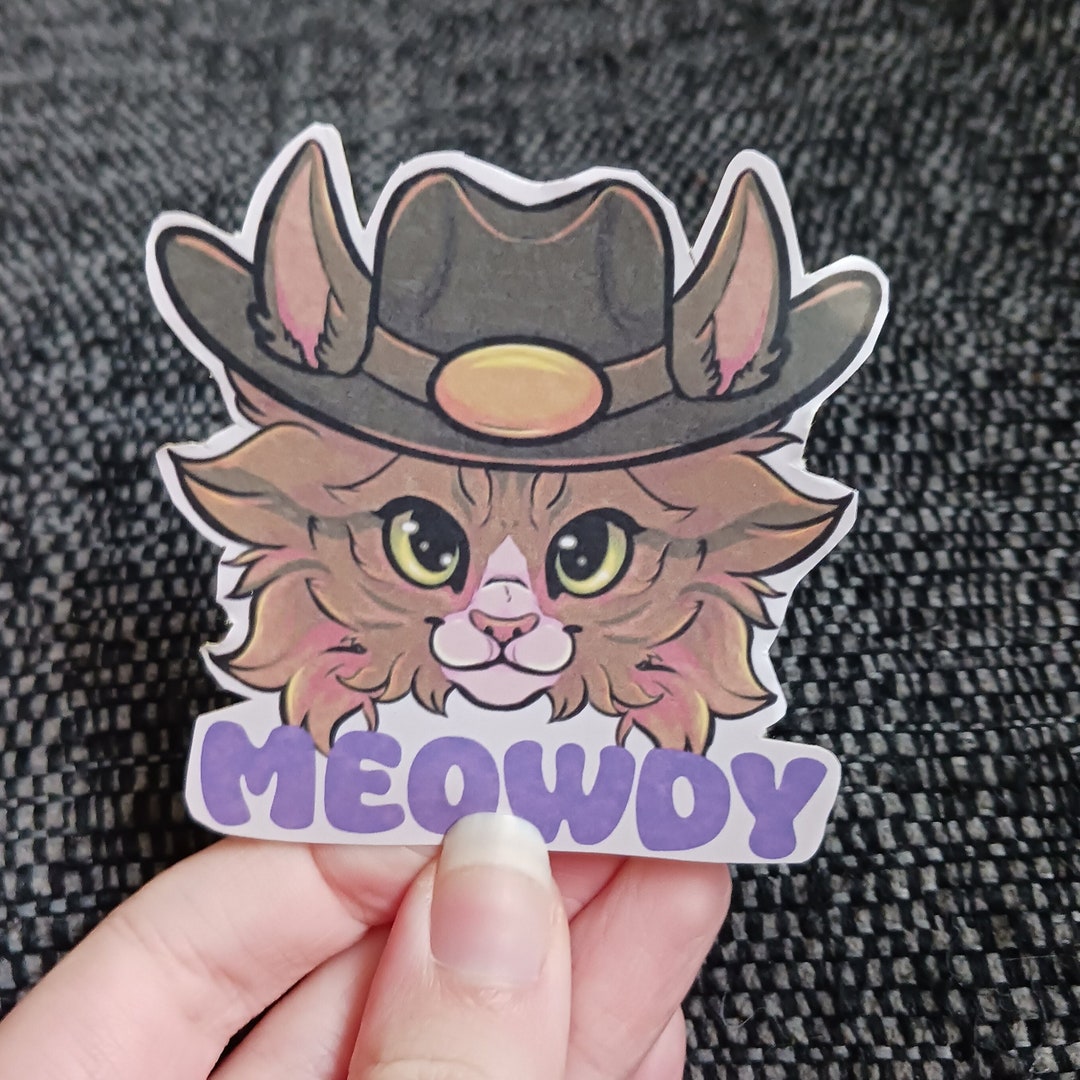 Meowdy Cowboy Cat Meme Sticker - Etsy