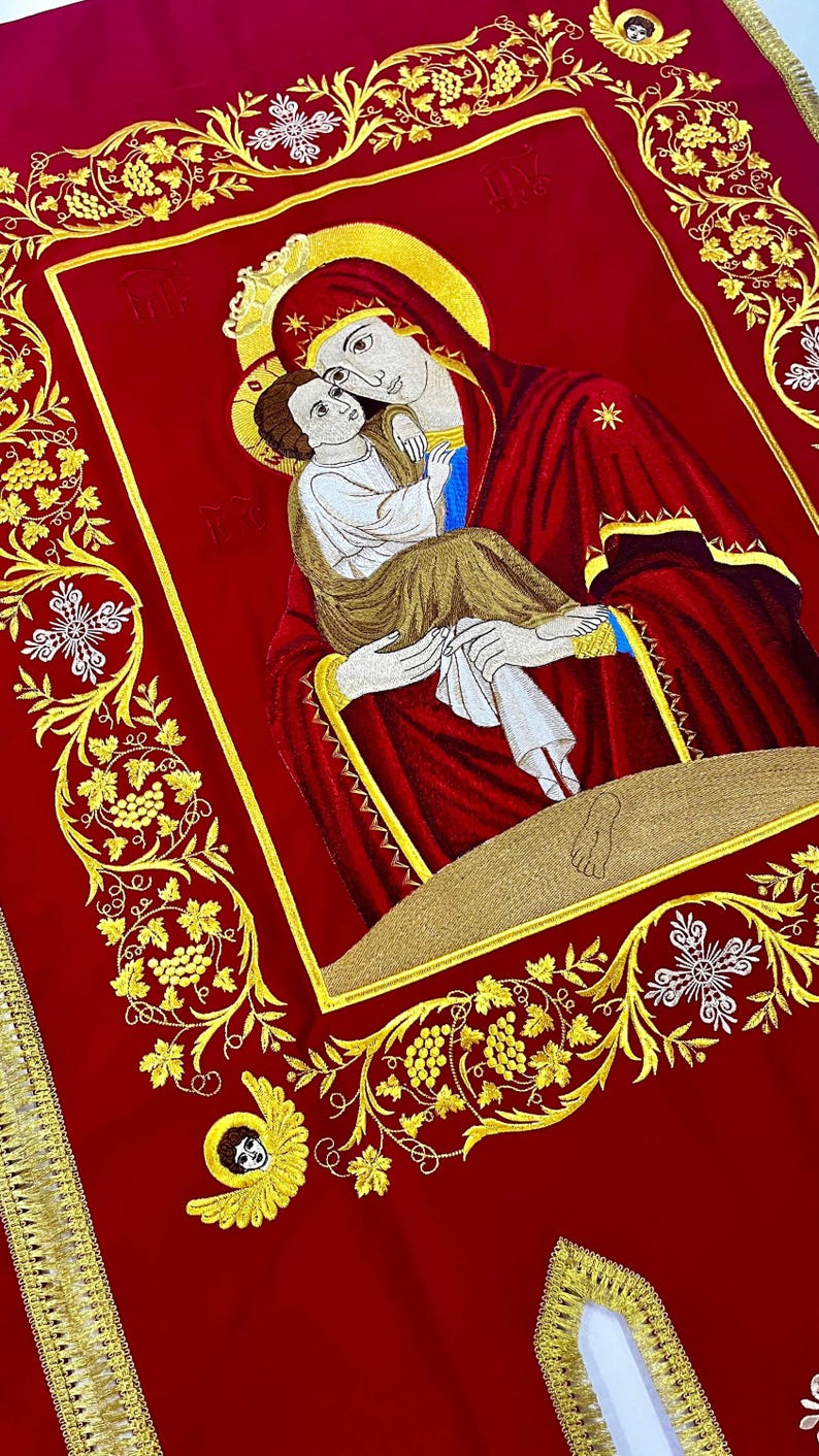 Church Banners Pair | Fully Embroidered Religious Banners | With Icon ...