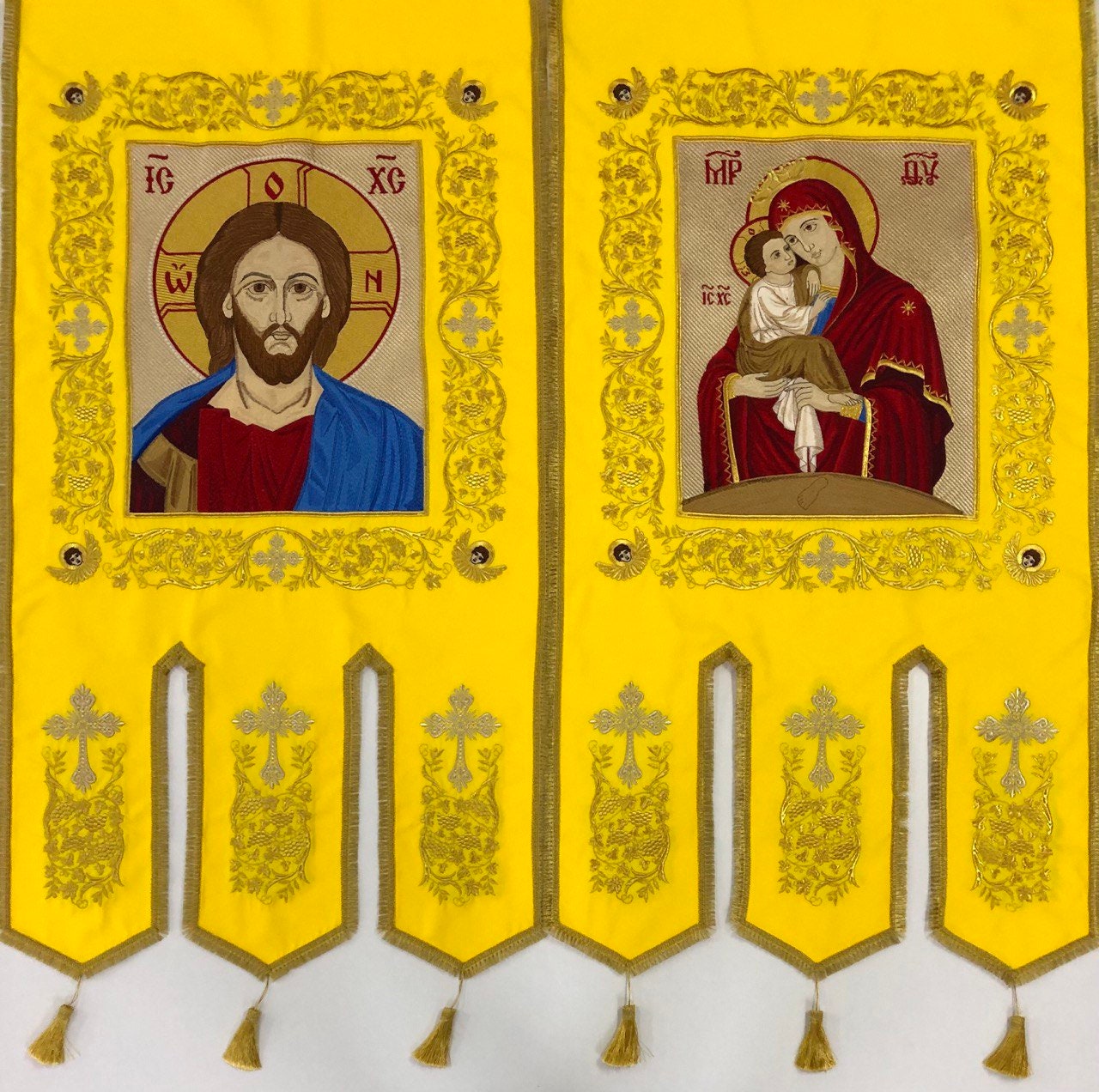 Church Banners Pair Fully Embroidered Religious Banners With Icon of ...