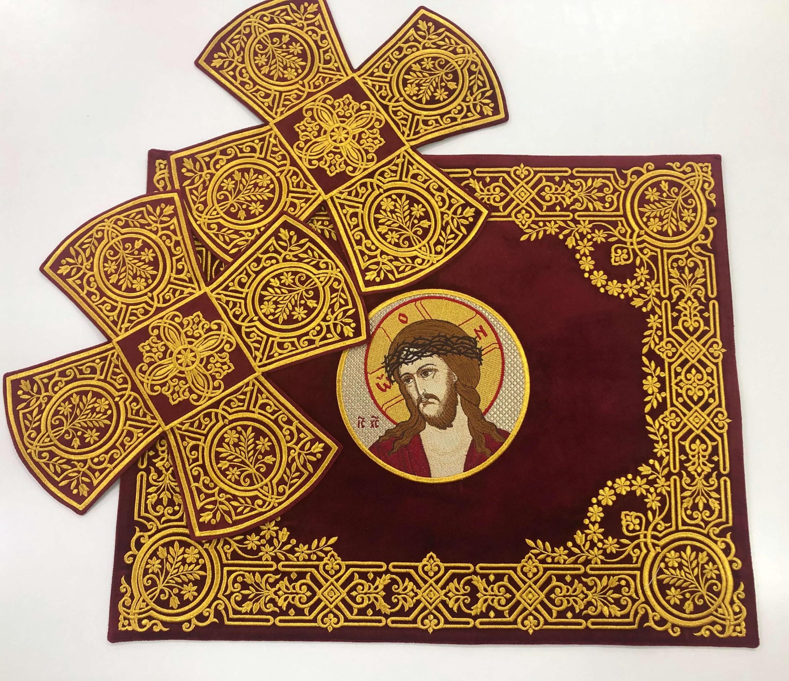 Orthodox Chalice Covers and Aer Set, Jesus Christ Embroidered Icon ...