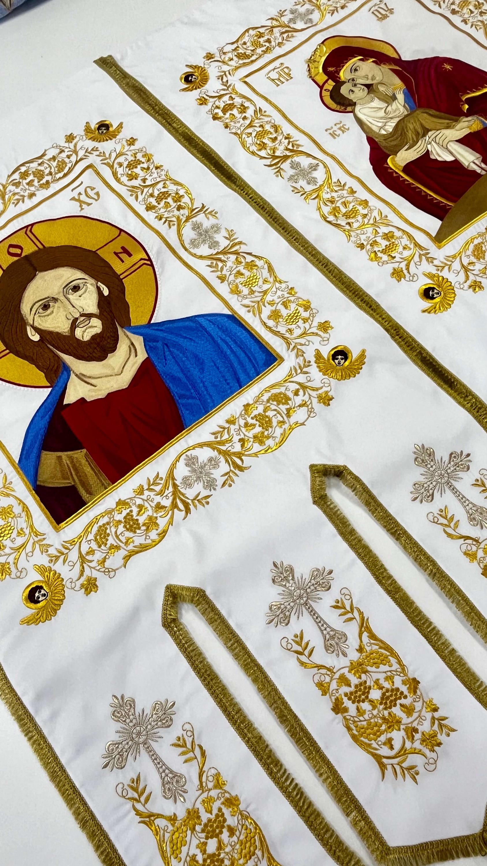 Church Banners Pair | Fully Embroidered Religious Banners | With Icon ...