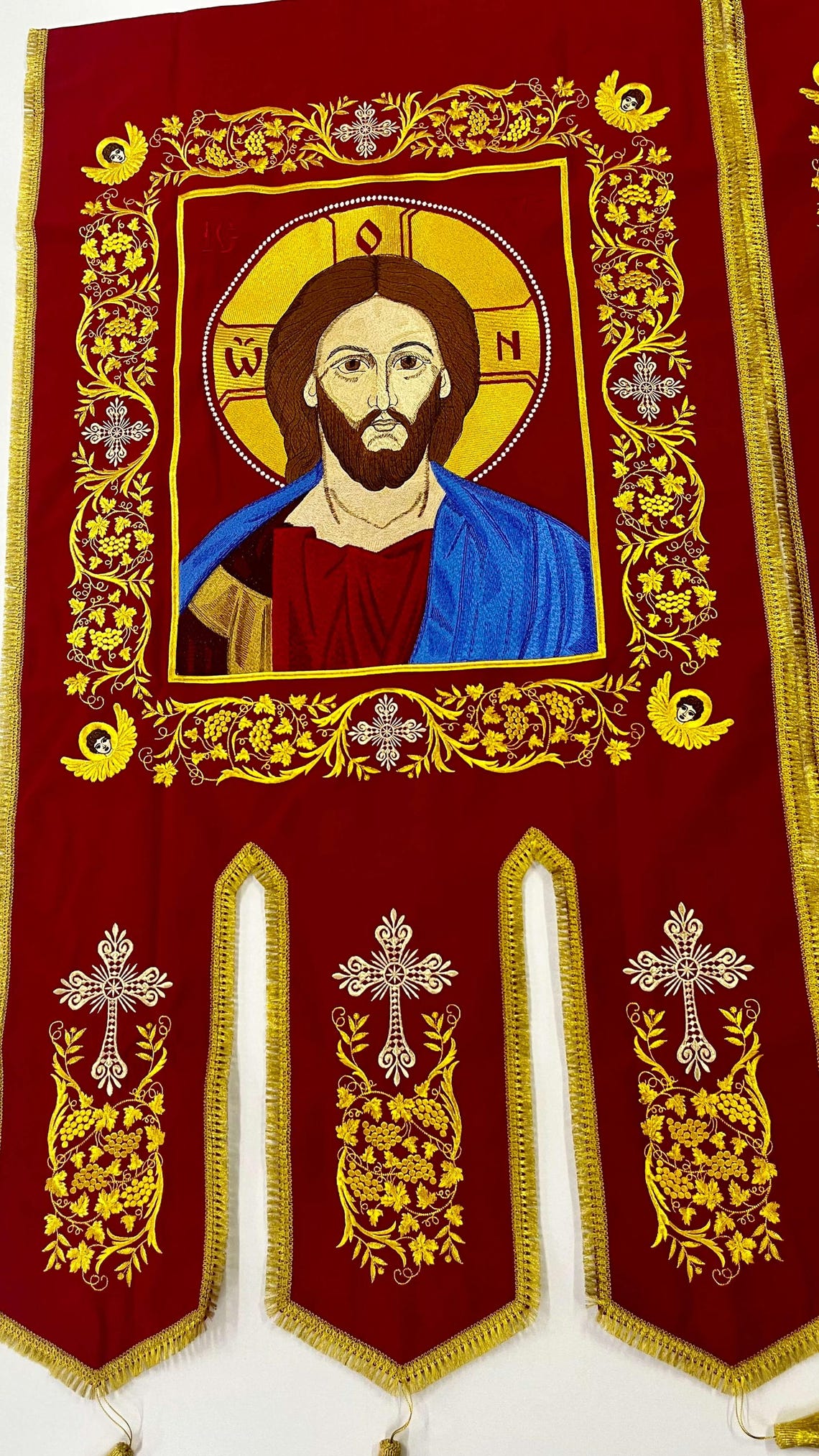 Church Banners Pair | Fully Embroidered Religious Banners | With Icon ...