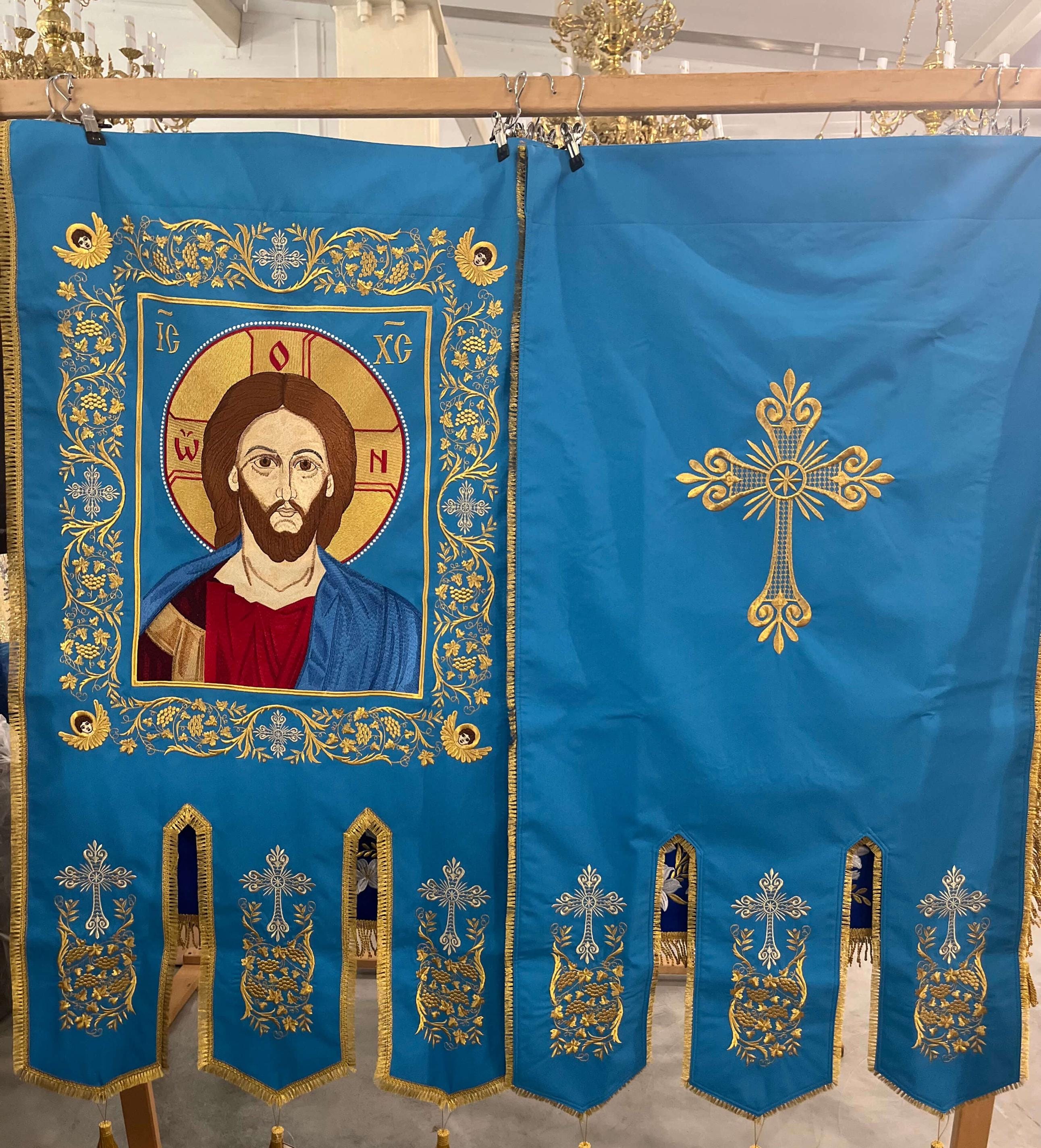 Church Banners Pair | Fully Embroidered Religious Banners | With Icon ...