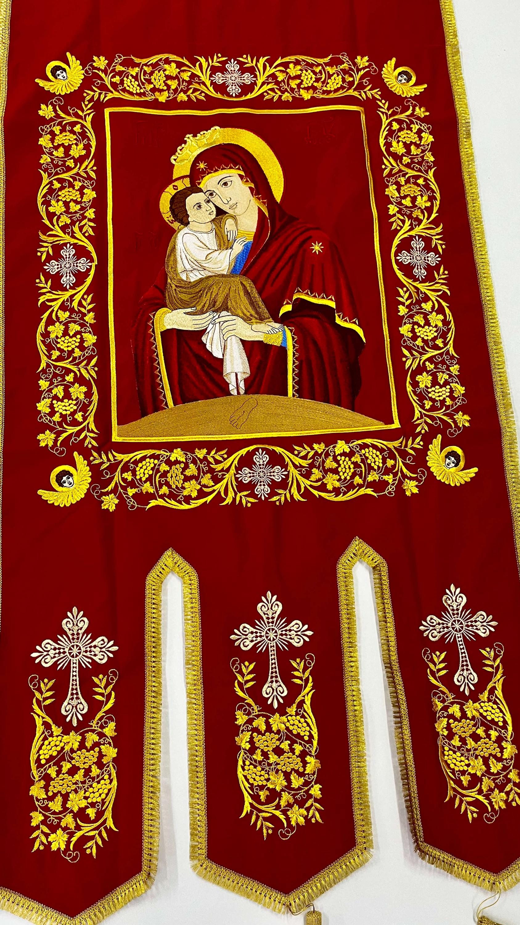 Church Banners Pair | Fully Embroidered Religious Banners | With Icon ...
