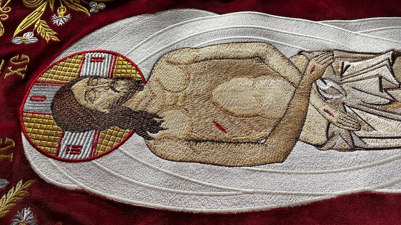 Fully-embroidered Orthodox Church Shroud (epitaphios) of Jesus Christ ...