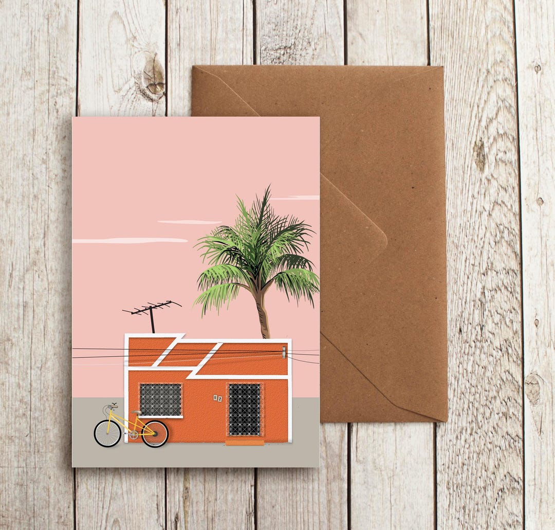 Art Greetings Card | Bahia House | 7 X 5 | Illustrated Card | Brazilian ...
