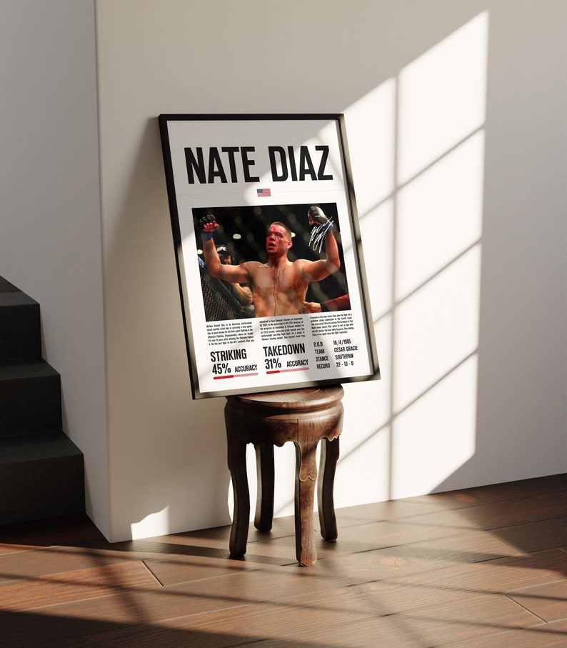 Custom UFC Poster Nate Diaz MMA Statistics Signed - Etsy