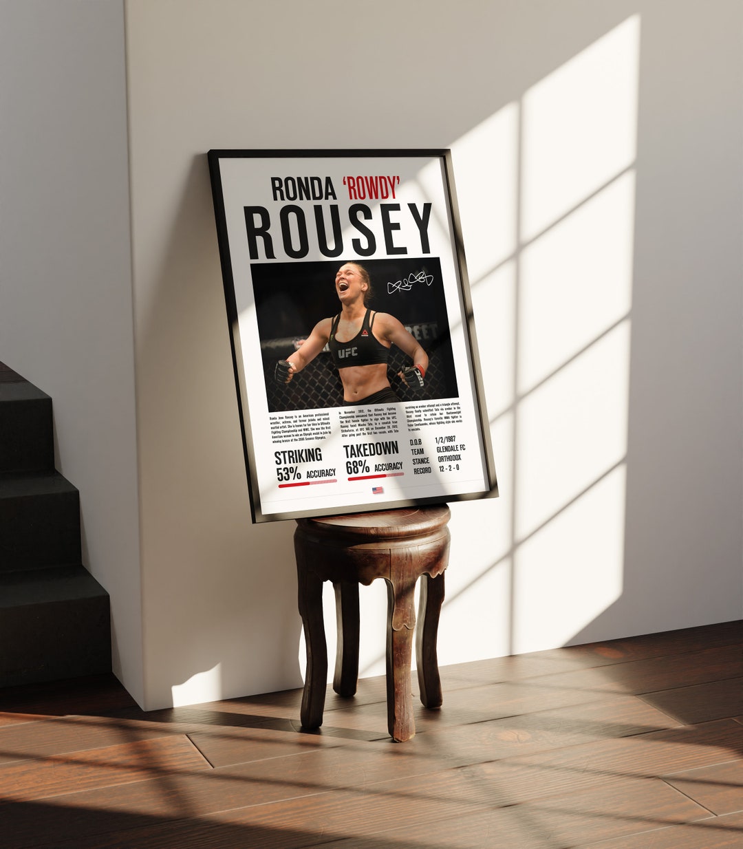 Custom UFC Poster Ronda Rousey MMA Statistics Signed - Etsy