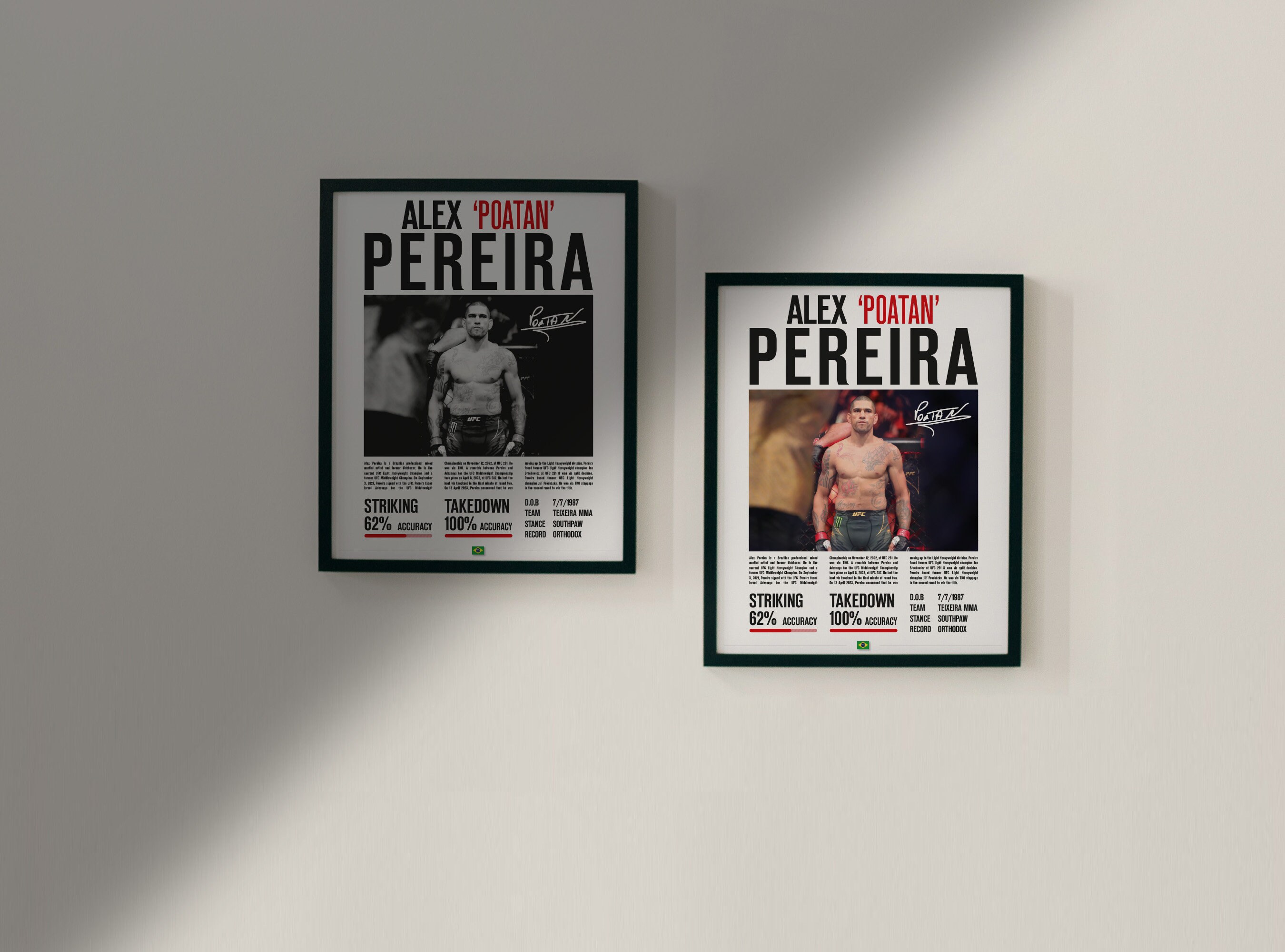 Custom UFC Poster Alex Pereira MMA Statistics Signed - Etsy