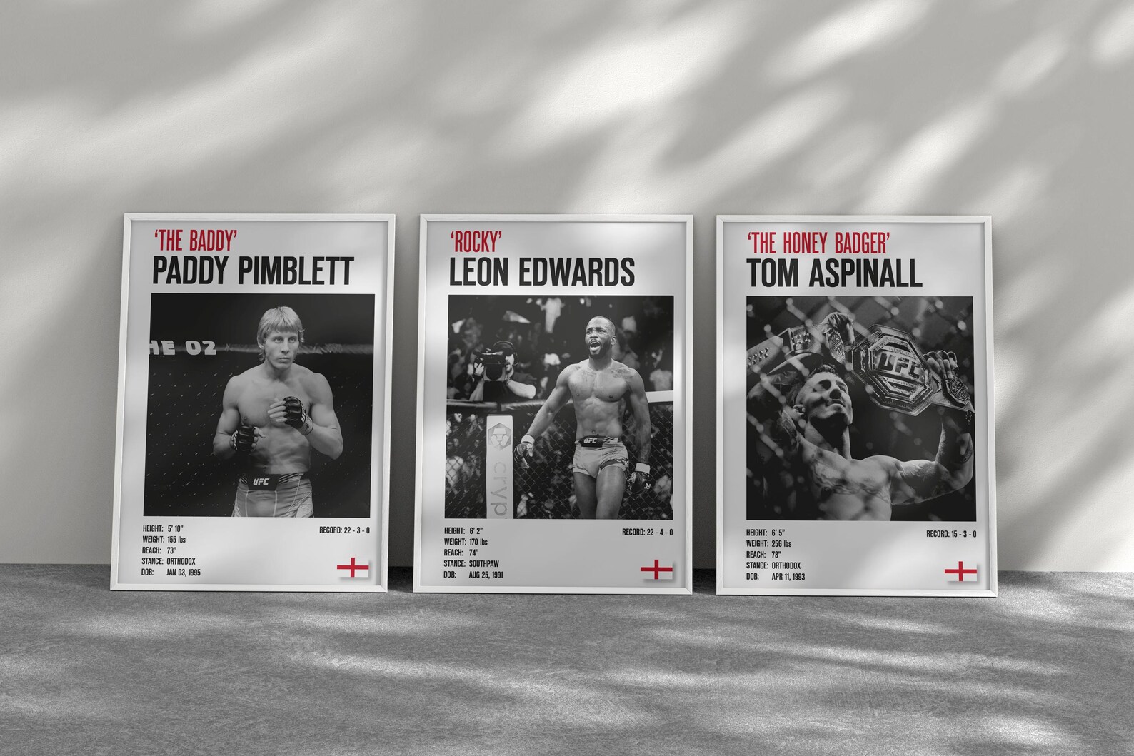 UFC Poster Monochrome Range MMA Fighter Statistics | UFC Fighter ...