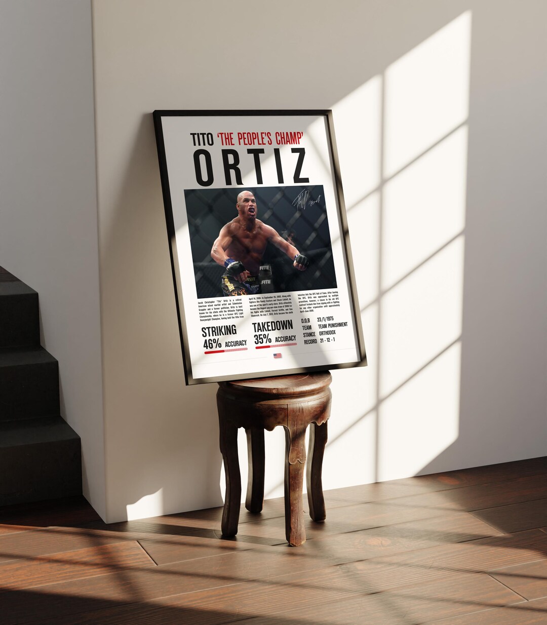Custom UFC Poster Tito 'the Peoples Champ' Ortiz MMA Statistics Signed ...