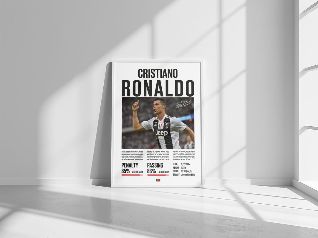 Custom Football / Soccer Poster Cristiano Ronaldo UEFA Statistics ...