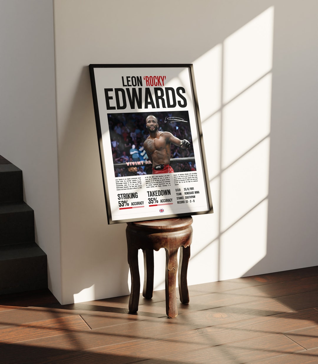 Custom UFC Poster Leon Edwards MMA Statistics Signed - Etsy