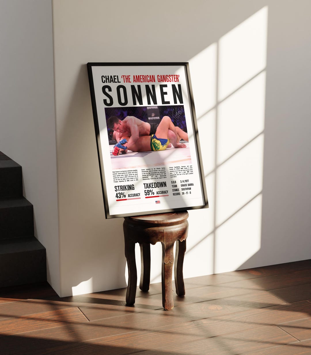 Custom UFC Poster Chael 'the American Gangster' Sonnen MMA Statistics ...