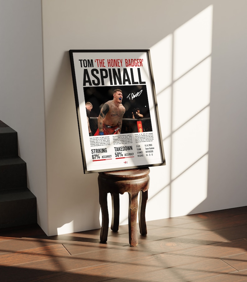 Custom UFC Poster Tom Aspinall MMA Statistics Signed - Etsy