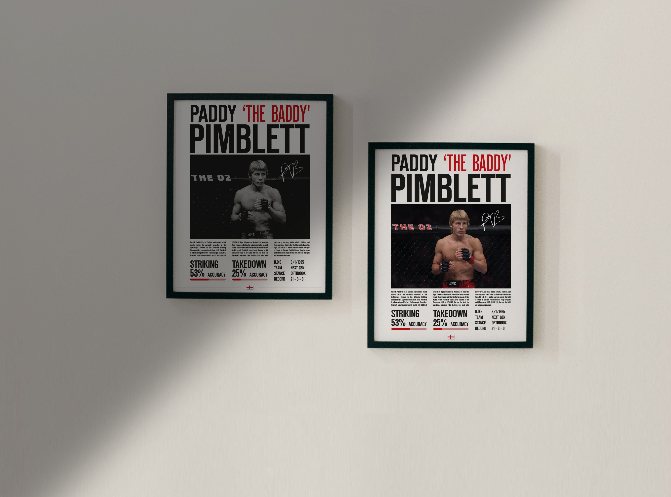 Custom UFC Poster Paddy Pimblett MMA Statistics Signed - Etsy