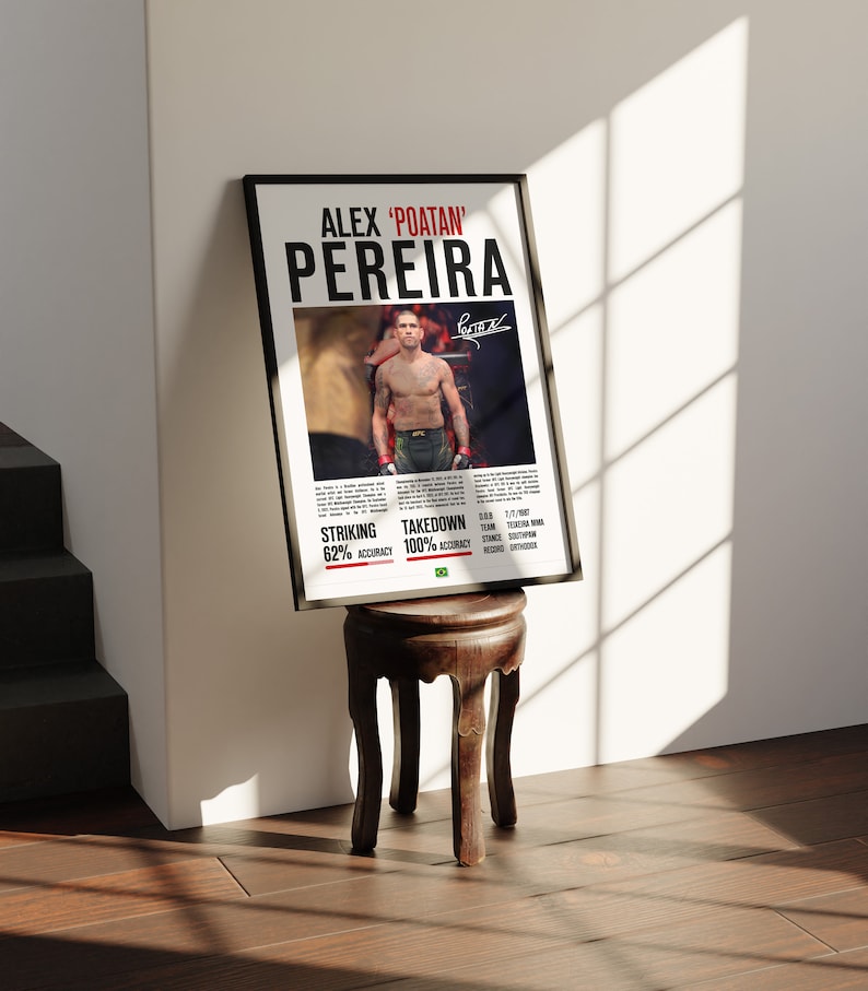 Custom UFC Poster Alex Pereira MMA Statistics Signed - Etsy