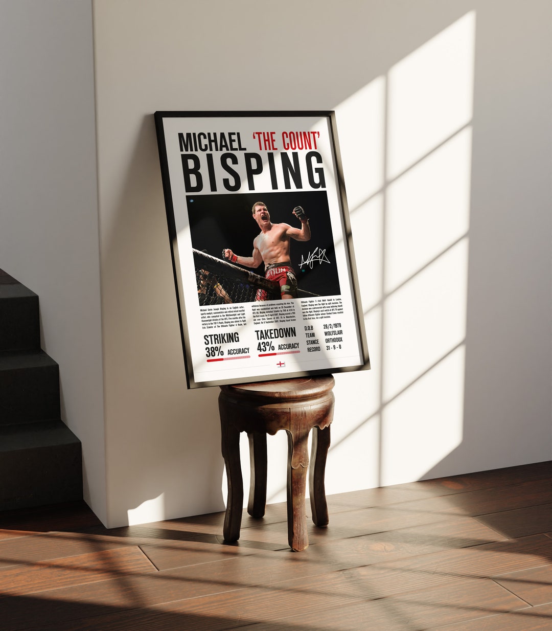 Custom UFC Poster Michael Bisping MMA Statistics Signed - Etsy